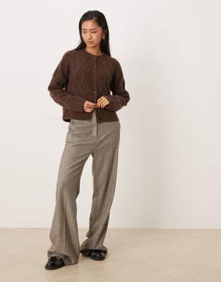 Abercrombie & Fitch crew neck button up cardigan in brown | ASOS