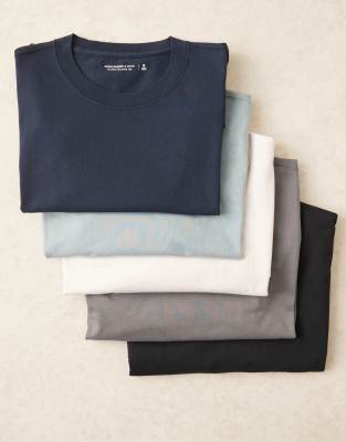 Abercrombie & Fitch essential 5 pack t-shirt in grey multi | ASOS
