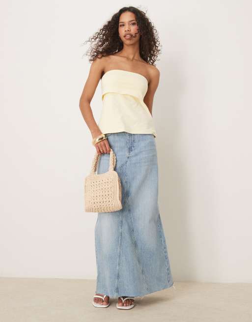 Abercrombie & Fitch foldover longline tube top in yellow | ASOS