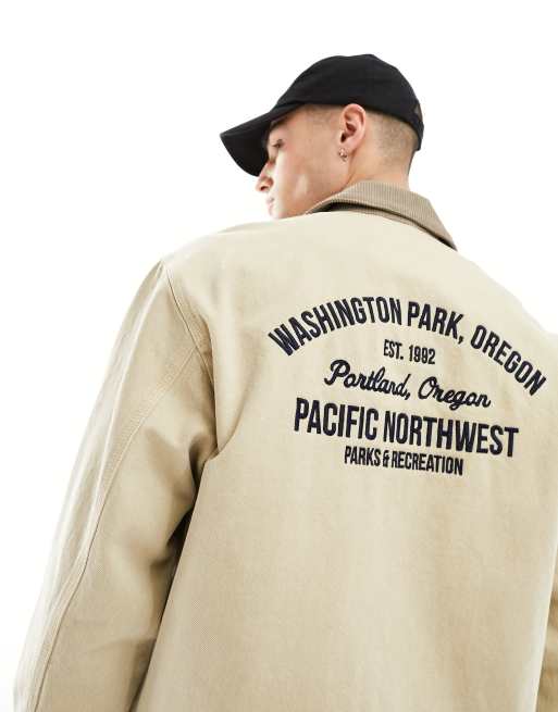 Abercrombie And Fitch Gräddvit Arbetsjacka Med Broderi Asos