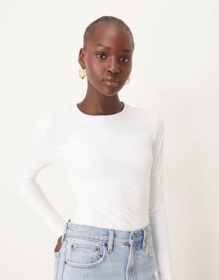 Abercrombie & Fitch – Langärmliger, weicher Body in mattem Weiß | ASOS