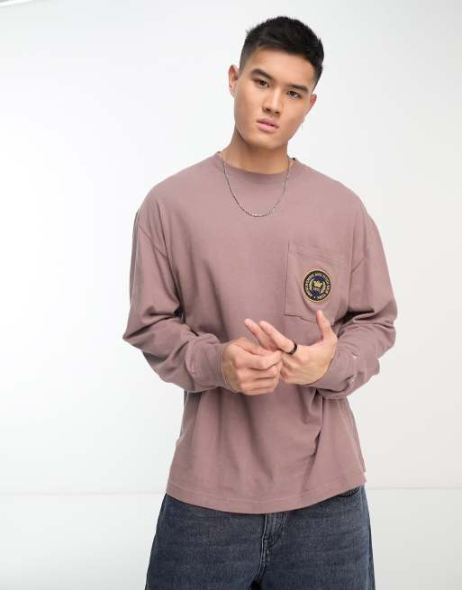 Abercrombie And Fitch Langärmliges Oberteil In Taupe Mit Logo Aufnäher