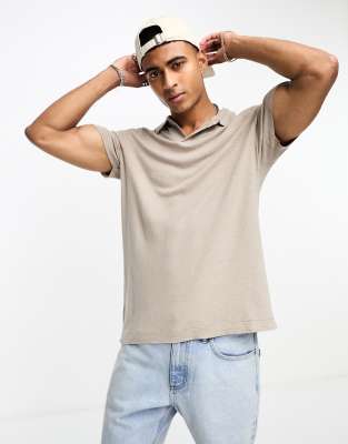 Abercrombie & Fitch lightweight polo shirt in beige grey | ASOS