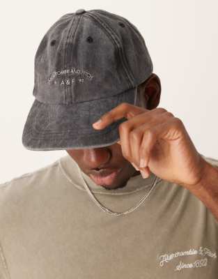 Abercrombie & Fitch logo contrast peak twill baseball cap in black | ASOS