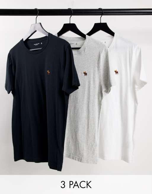 Abercrombie And Fitch Lot De 3 T Shirts à Logo Gris Blanc Et Noir Asos