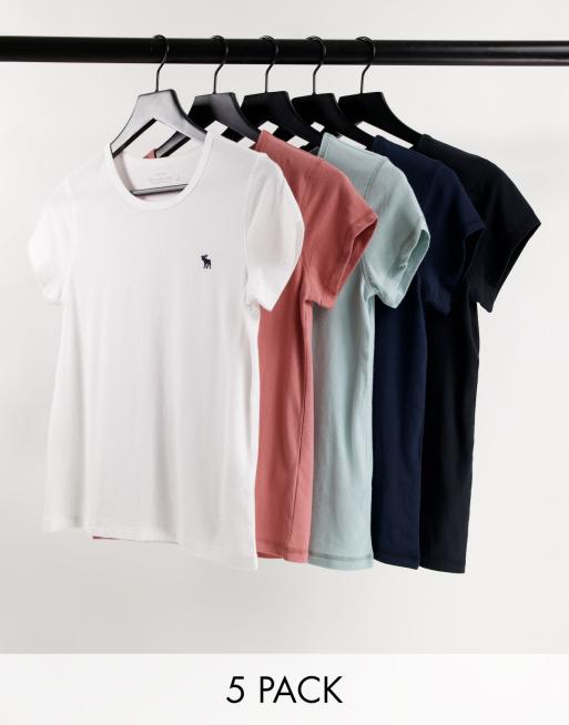 Abercrombie And Fitch Lot De 5 T Shirts Ras De Cou à Logo Emblématique