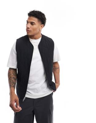 Abercrombie & Fitch quilted utility vest in black | ASOS