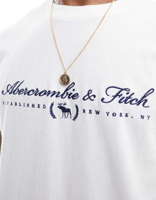 Abercrombie E Fitch Logo ABERCROMBIE & FITCH || Embroidered T Shirt