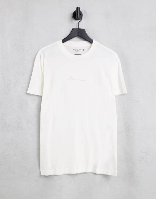 Abercrombie And Fitch Script Chest Centre Logo Oversized T Shirt In White