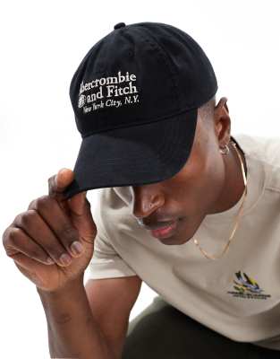 Abercrombie & Fitch small scale logo baseball cap in black | ASOS