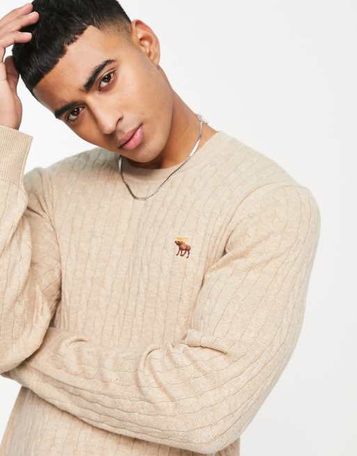 Abercrombie And Fitch Strickpullover In Hellbeige Mit Zopfmuster Und