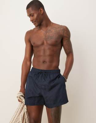Abercrombie & Fitch swimwear 5" shorts in navy | ASOS