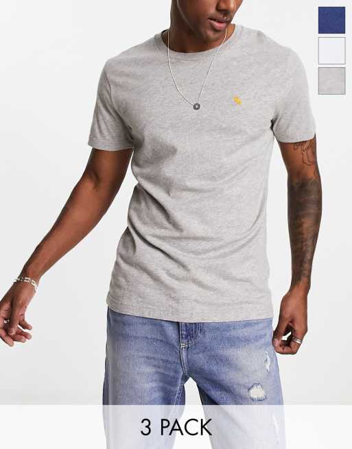 Abercrombie And Fitch T Shirts In Blauweißgrau Mit Logo Im 3er Set Asos