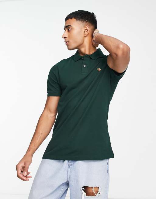 Abercrombie And Fitch Triple Icon Logo Pique Polo In Dark Green Asos
