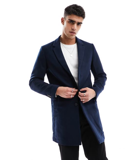 Abrigo de lana azul marino Premium de Jack & Jones | ASOS