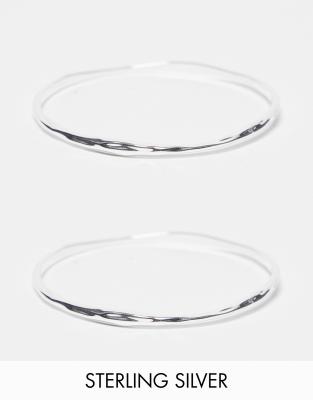 Accessorize 2 pack thin bangles in sterling silver | ASOS