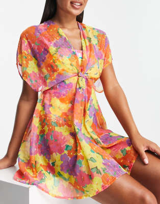 Accessorize beach kimono in floral multi print | ASOS