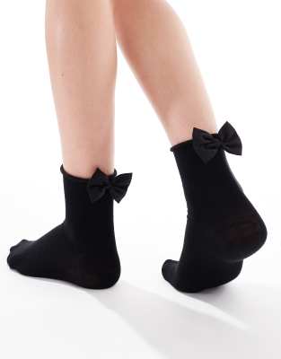 Accessorize bow socks in black | ASOS