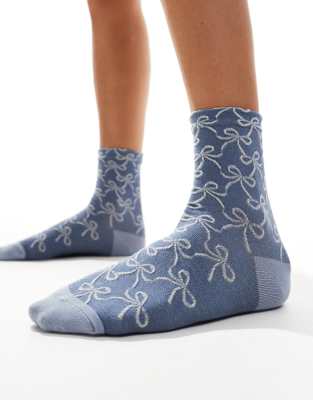 Accessorize bow socks in blue | ASOS