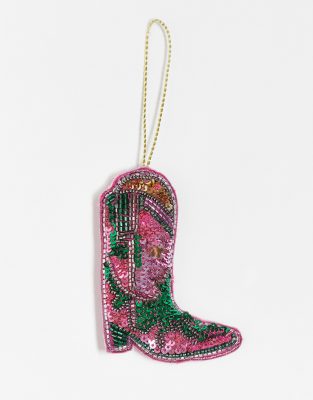 Accessorize embellished cowboy boot christmas tree decoration in pink ...