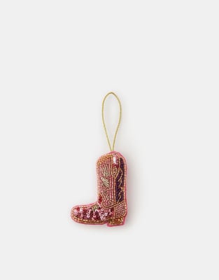 Accessorize embellished cowboy boot christmas tree ornament in multi | ASOS