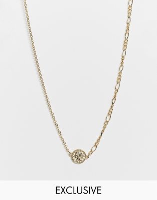 Accessorize Exclusive asymmetric necklace in gold with disc pendant | ASOS