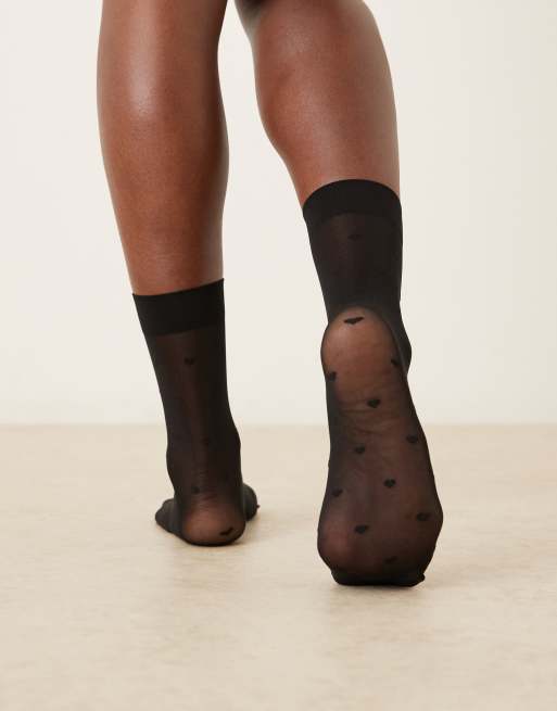 Accessorize heart sheer socks in black | ASOS