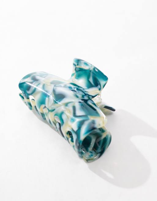 Accessorize marble resin claw hair clip in green | ASOS