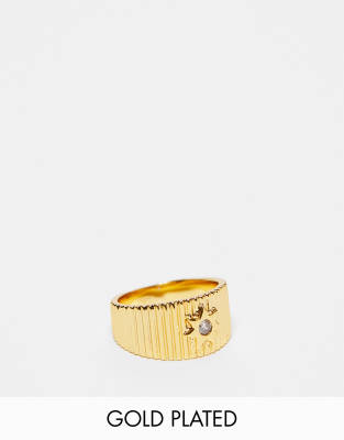 Accessorize Z star corrugated ring in gold | ASOS