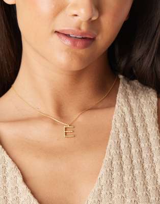 Accessorize Z twisted E initial necklace in 14k gold plated | ASOS