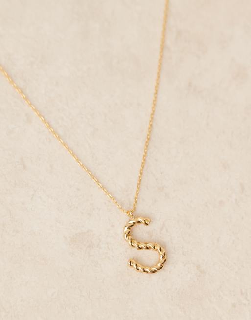Accessorize Z twisted S initial necklace in gold plated | ASOS