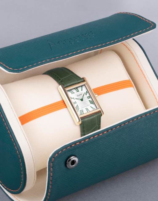 Accurist Ladies rectangle watch in white and green | ASOS