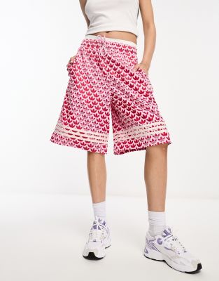 adidas Adicolor Modern 70s Monogram shorts in pink | ASOS