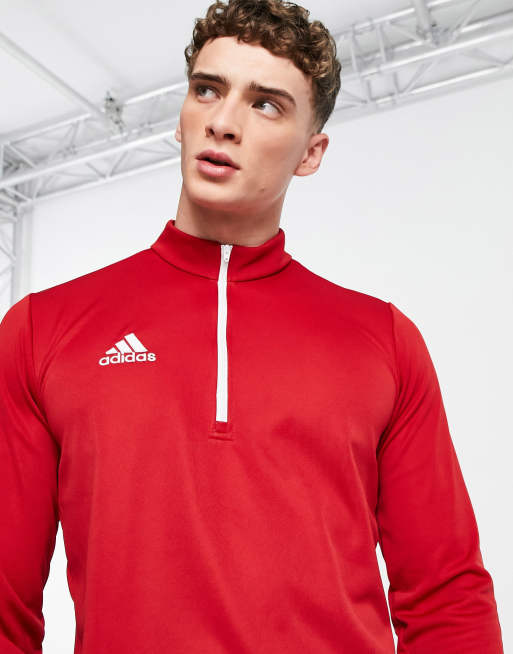 adidas Football Entrada 22 half zip sweat in red | ASOS