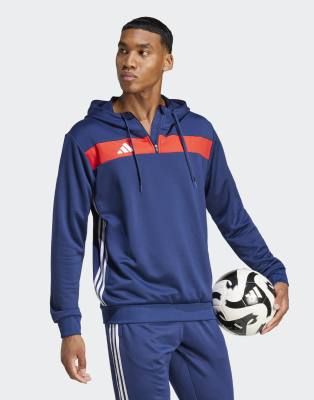 adidas Football Tiro 25 essentials sweat hoodie in team navy / red | ASOS