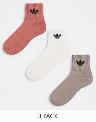 adidas Originals adicolor 3 pack ankle socks in earth tones | ASOS