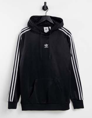 adidas Originals adicolor high shine three stripe hoodie in black | ASOS