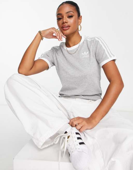 adidas Originals - Adicolor - T-shirt met drie strepen in grijs | ASOS