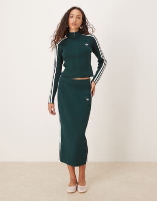 adidas Originals Adicolor Three Stripe knitted skirt in green | ASOS