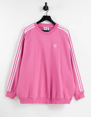adidas Originals adicolor three stripe sweatshirt in pink | ASOS