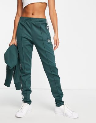 adidas Originals adicolor Three Stripe Track Pants In Green | ASOS