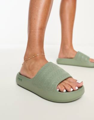 adidas Originals Adilette Ayoon slides in sage green | ASOS