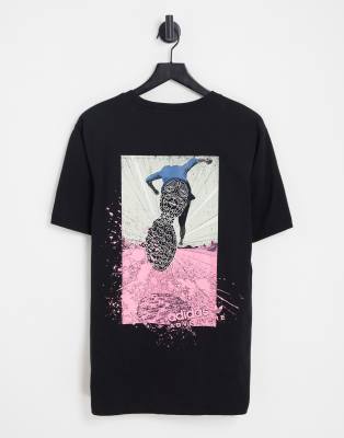 adidas Originals Adventure back print runner t-shirt in black | ASOS