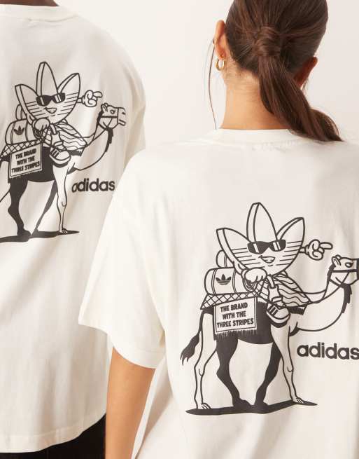 adidas Originals camel graphic t-shirt in off white | ASOS