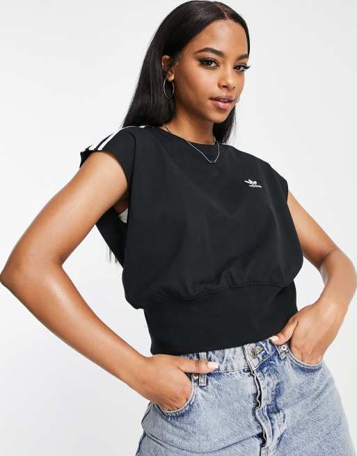 Adidas Originals Deep Waistband T Shirt In Black Asos
