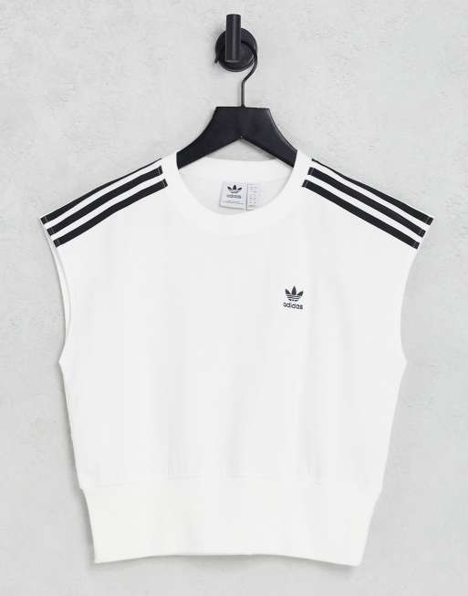 Adidas Originals Deep Waistband T Shirt In White Asos