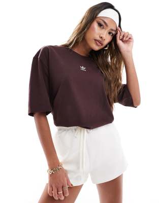 adidas Originals essentials boyfriend t-shirt in shadow brown | ASOS