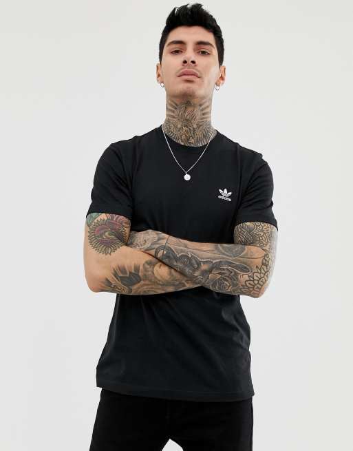 Adidas Originals Essentials T Shirt Con Logo Piccolo Nera Asos