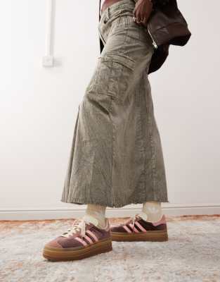 adidas Originals - Gazelle Bold - Brune og lyserøde plateau-sneakers | ASOS