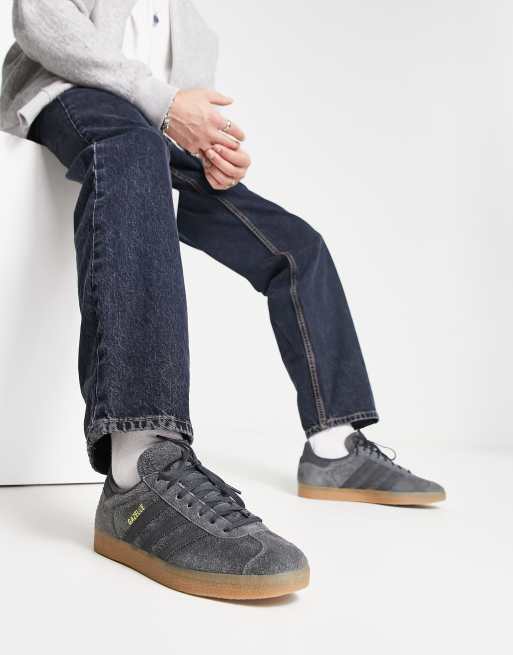 Adidas Originals Gazelle Gum Sole Sneakers In Dark Grey ASOS | atelier ...